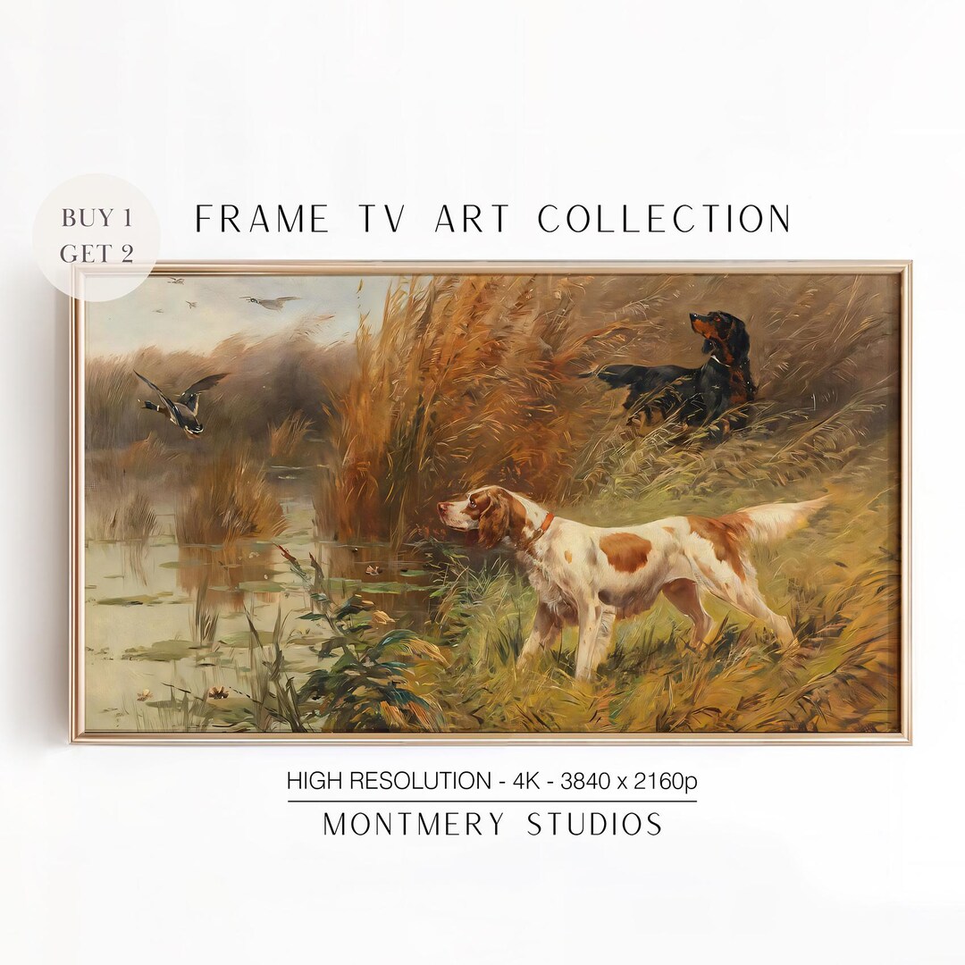 Hunting Dogs Frame Tv Art, Vintage Animal Frame TV Art, Wildlife ...