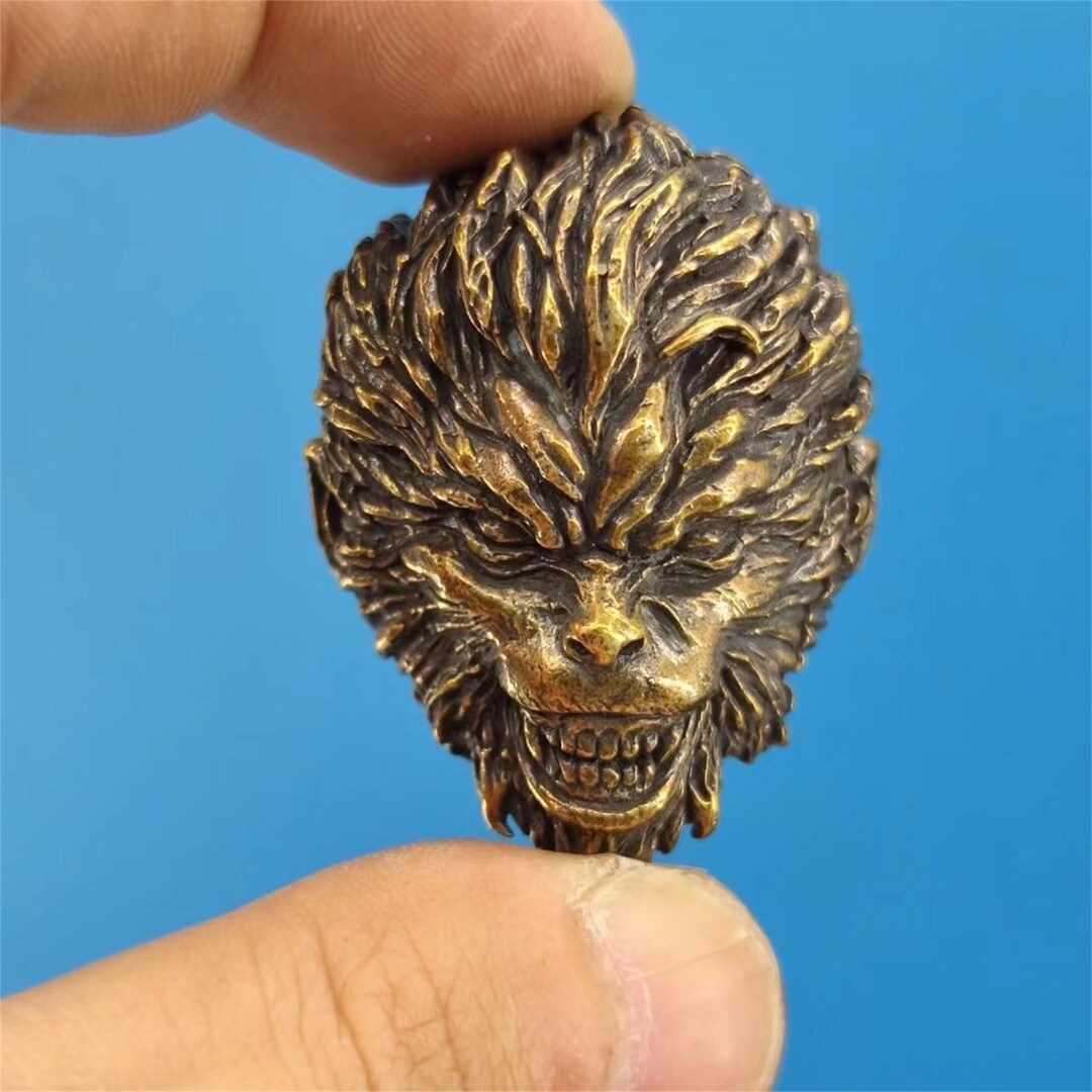 Brass Anime Furious War God Buddha Keychain, Black Myth Wukong, Sun ...