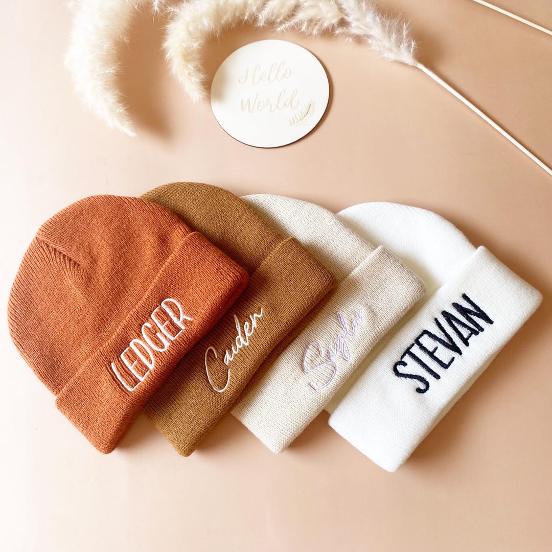 Embroidered Name Baby Adult Beanie Hat, Personalized Hat, Kids Name Hat ...