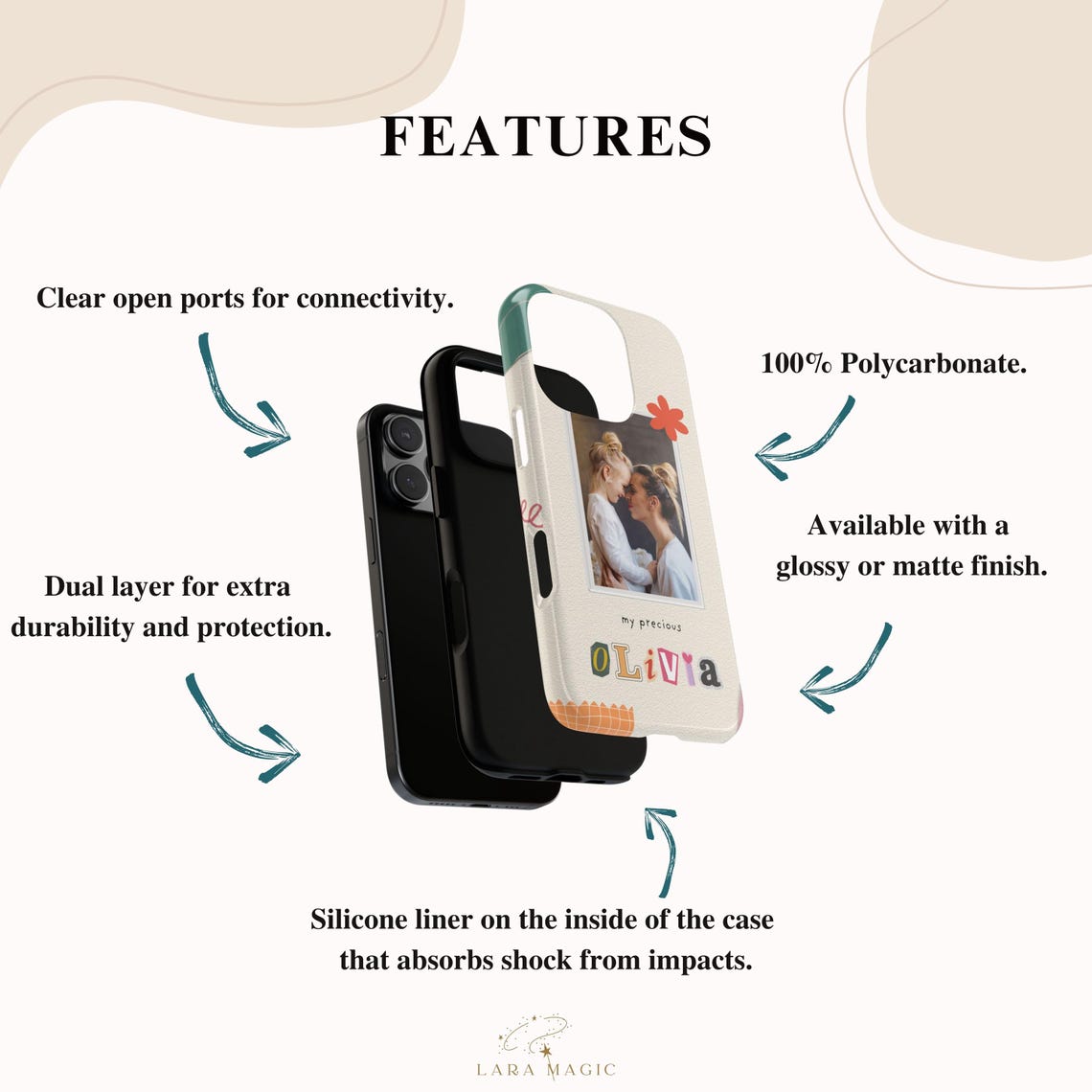Custom Polaroid Style Photo Collage Phone Case, Personalized Text ...