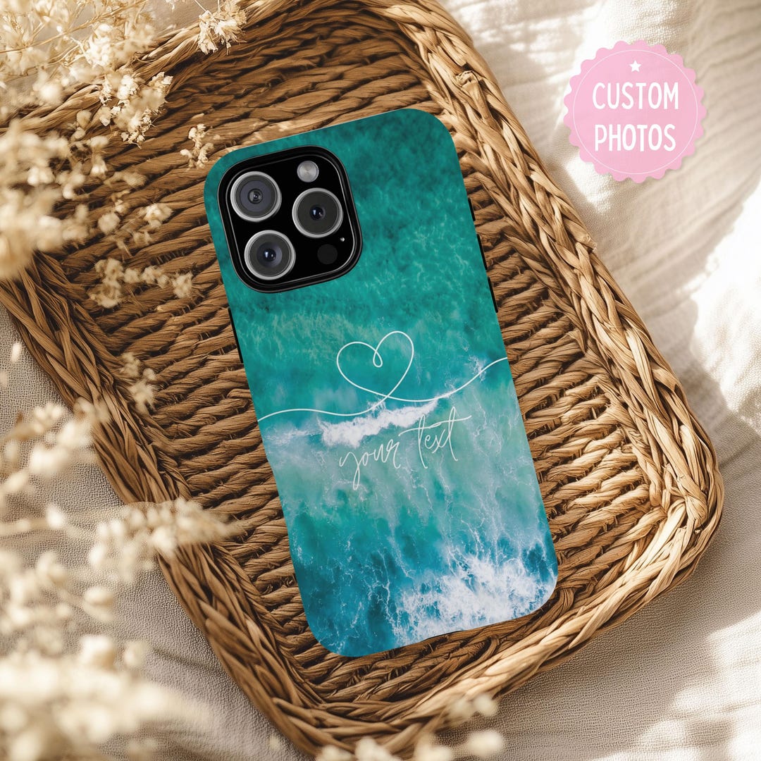 Custom Ocean Text Phone Case, Personalized Name Phone Cover, Unique Sea ...