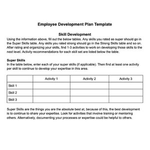 Employee Development Plan Template: Word Doc & Activity Roadmap - Etsy