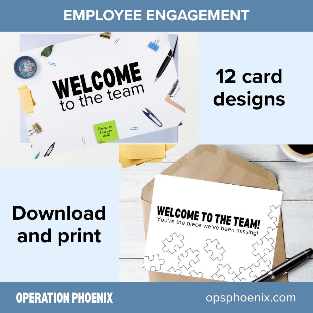 New Employee Welcome Cards: Printable Onboarding Cards (PDF Download ...