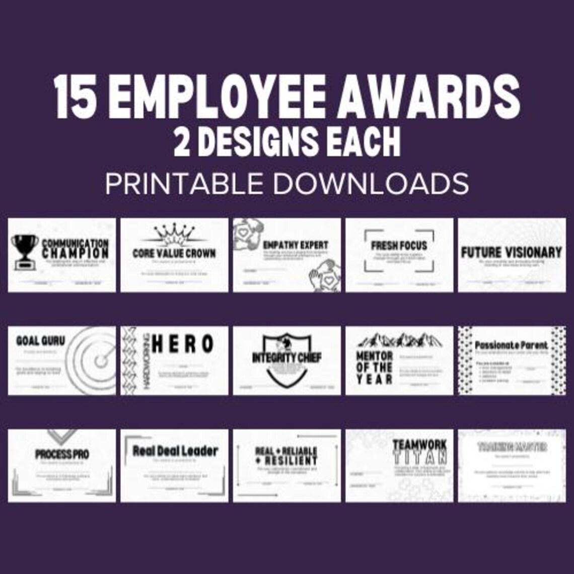 15 Employee Appreciation Awards | 2 Designs per Award | Employee Awards ...