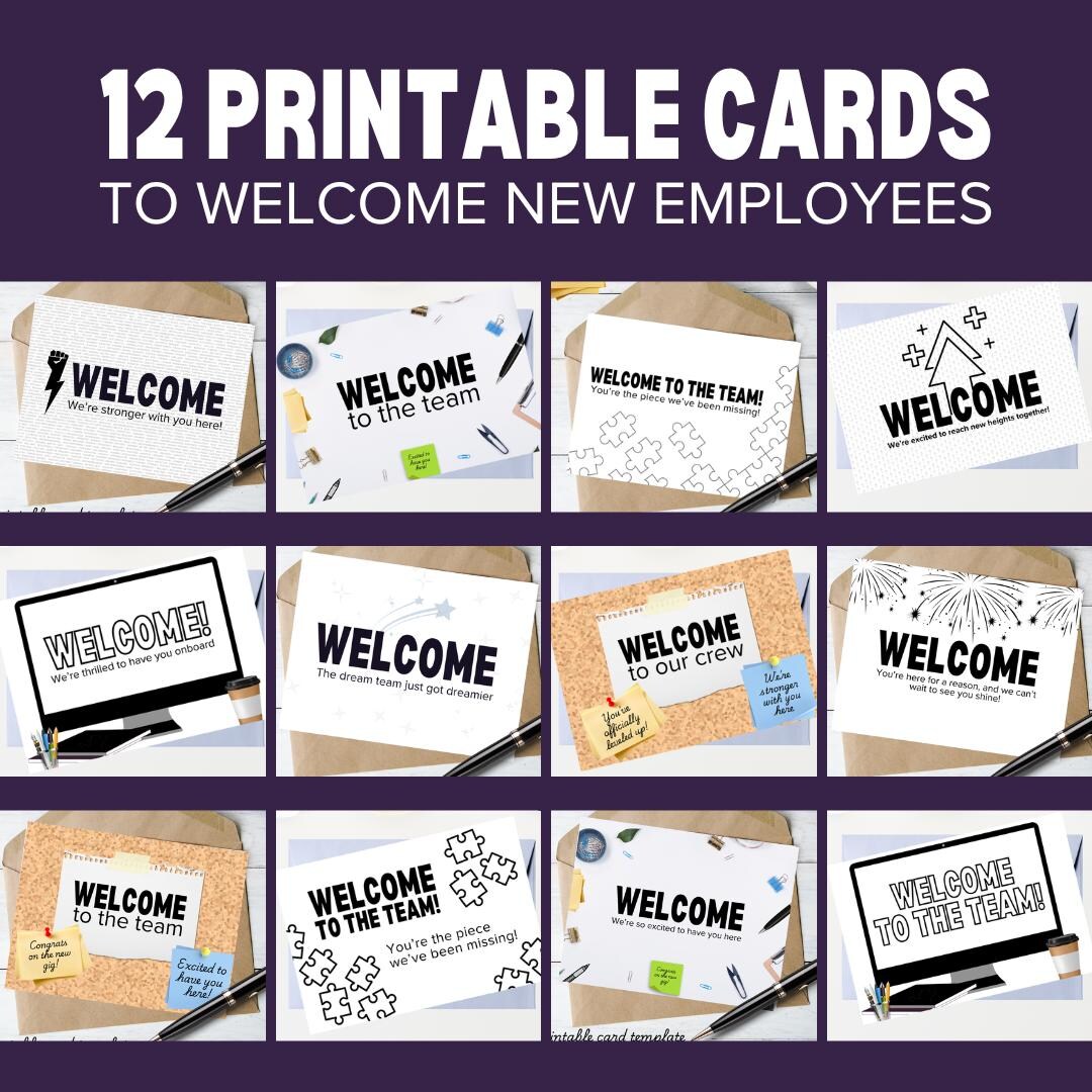12 Welcome Cards - Printable Download - New Employee Card | Onboarding ...