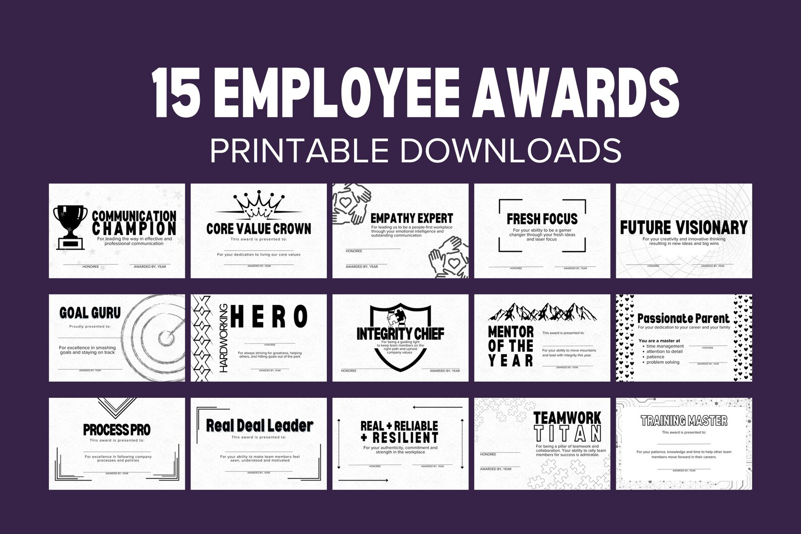 15 Employee Appreciation Awards | 2 Designs per Award | Employee Awards ...