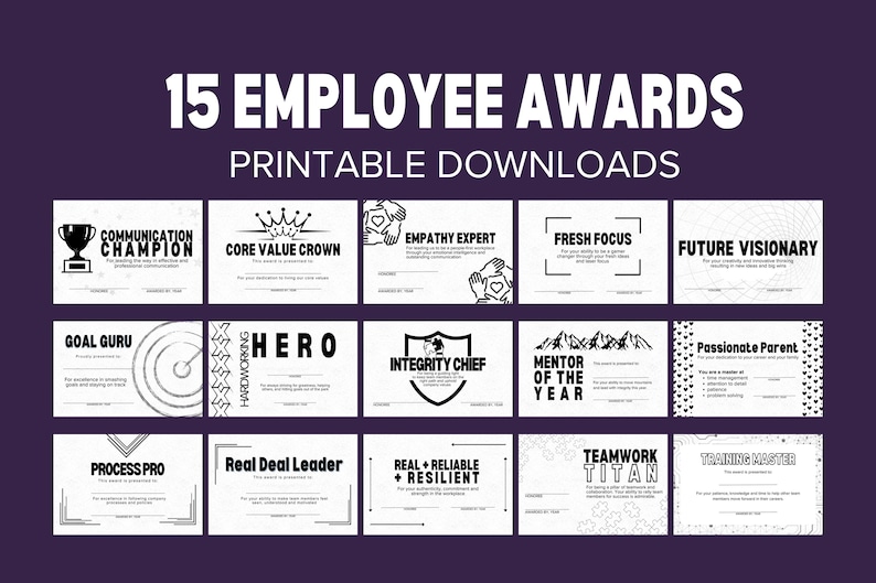 15 Employee Appreciation Awards | 2 Designs per Award | Employee Awards ...