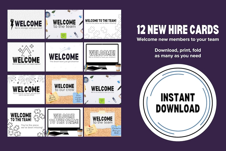 New Employee Welcome Cards: Printable Onboarding Cards (PDF Download ...