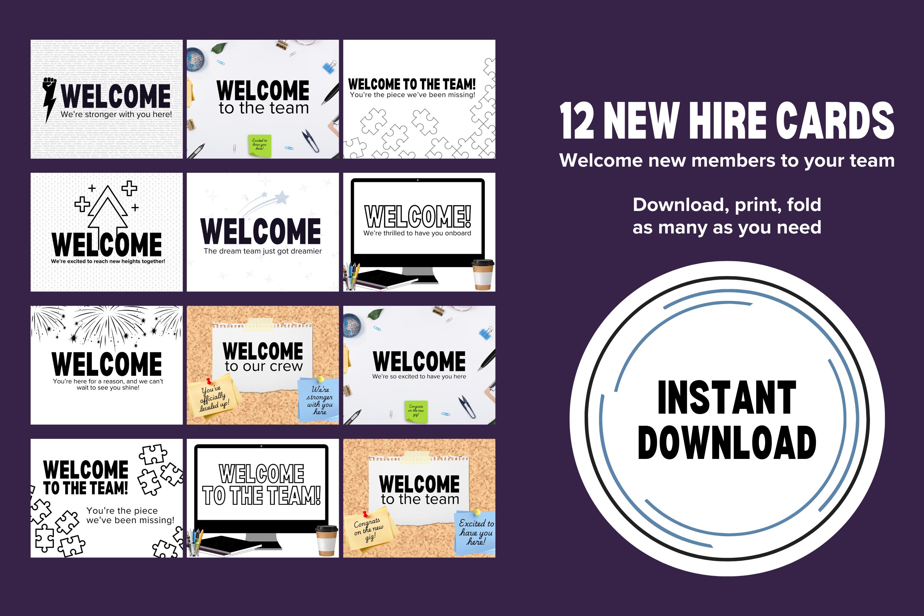 New Employee Welcome Cards: Printable Onboarding Cards (PDF Download ...