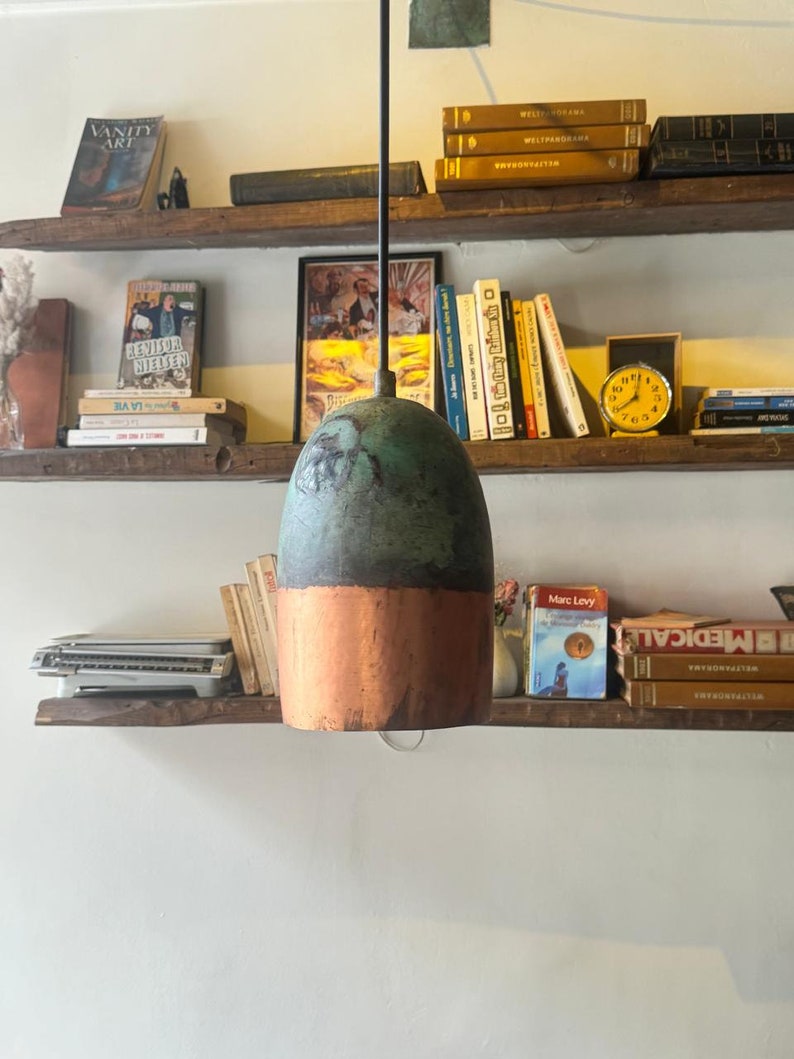 Green Patina Copper Dome Pendant Light, Ceiling Light Fixture for ...