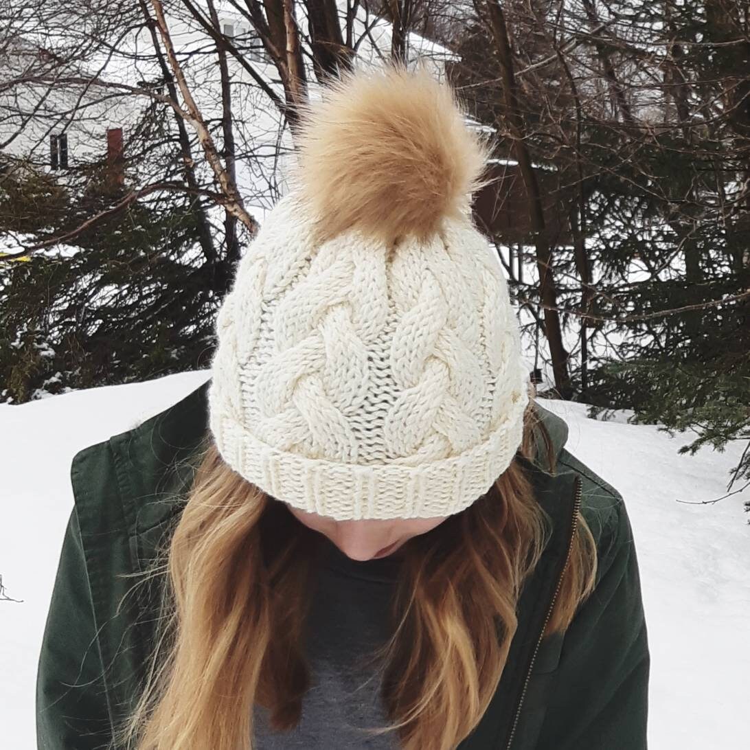 Knitting Pattern - Chunky Braided Cable Beanie, Instant Download PDF ...