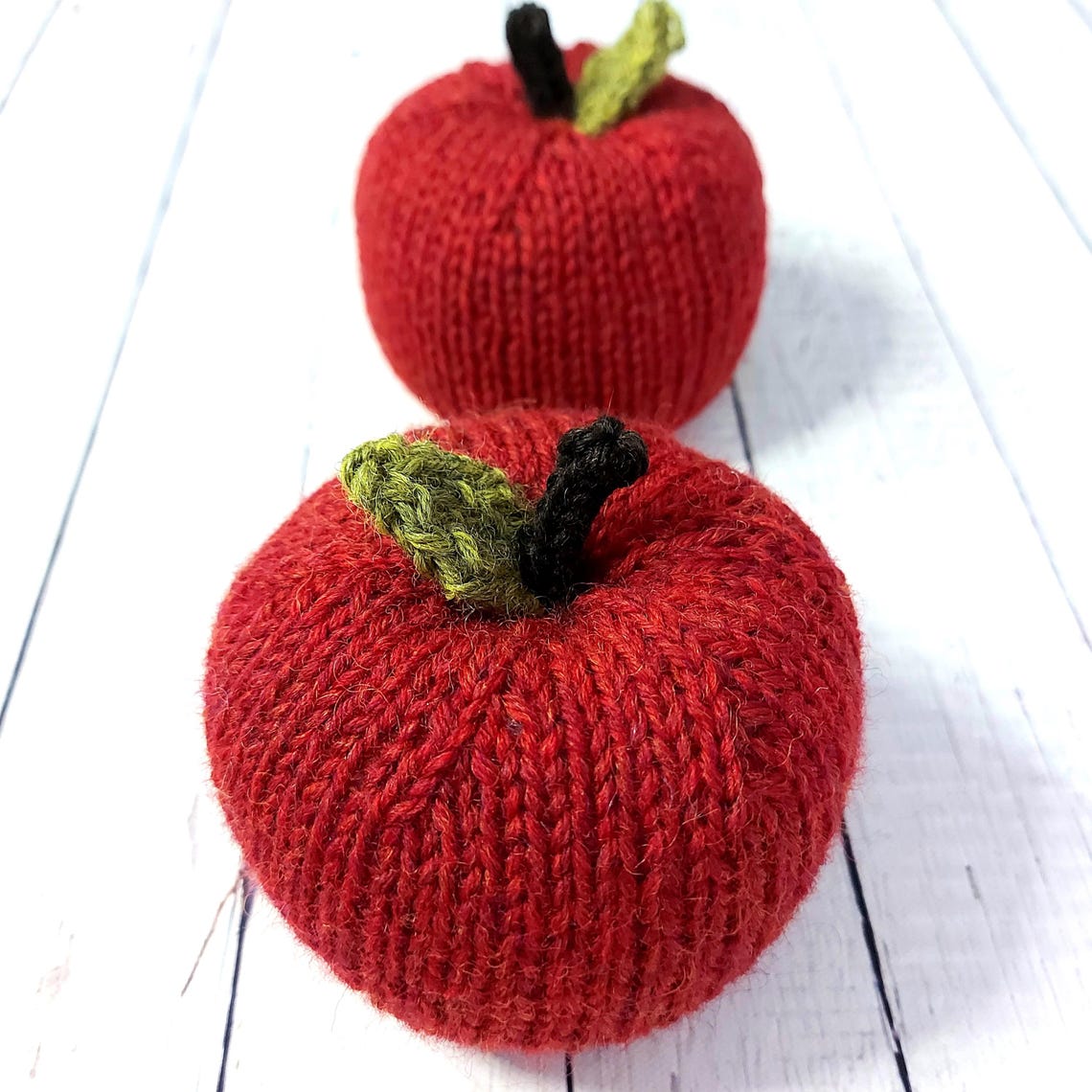 Knitting Pattern - How to Knit Stuffed Apples, 4" Wool Apple Printable ...