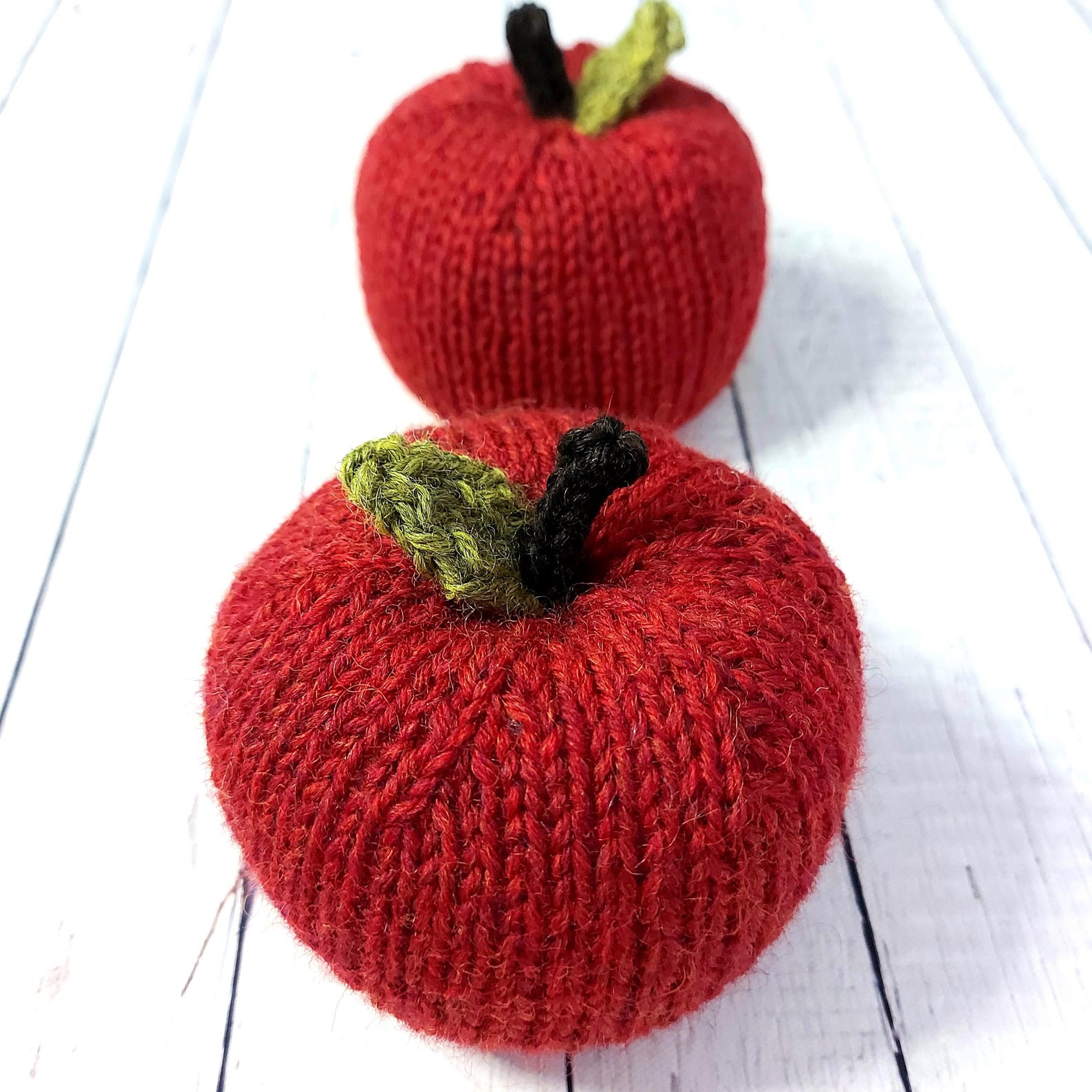 Knitting Pattern - How to Knit Stuffed Apples, 4" Wool Apple Printable ...