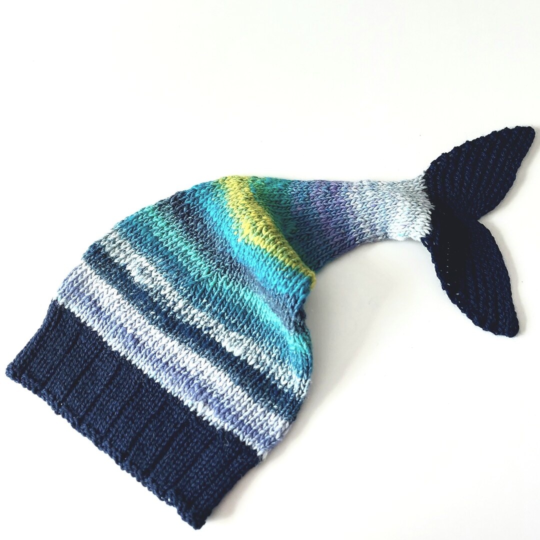 Fish Tail Hat, Wool Stocking Hat, Mermaid Tail, One Size Kids Large to ...
