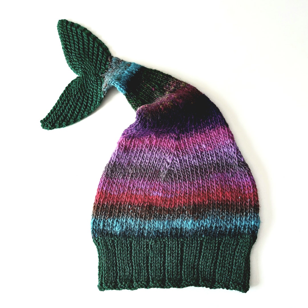 Fish Tail Hat, Wool Stocking Hat, Mermaid Tail, One Size Kids Large to ...