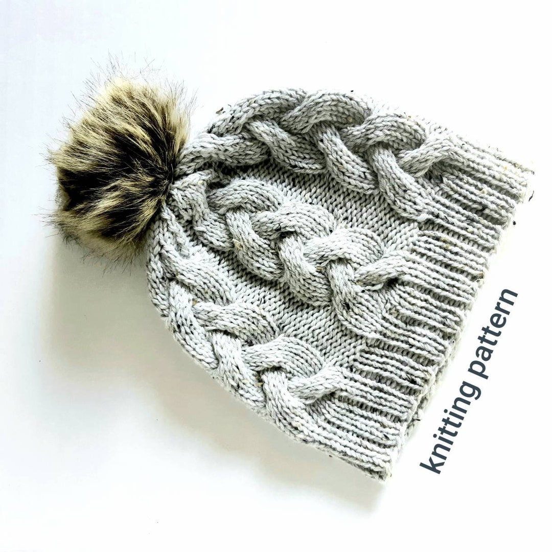 Knitting Pattern - Braided Cable Beanie, Instant Download PDF ...