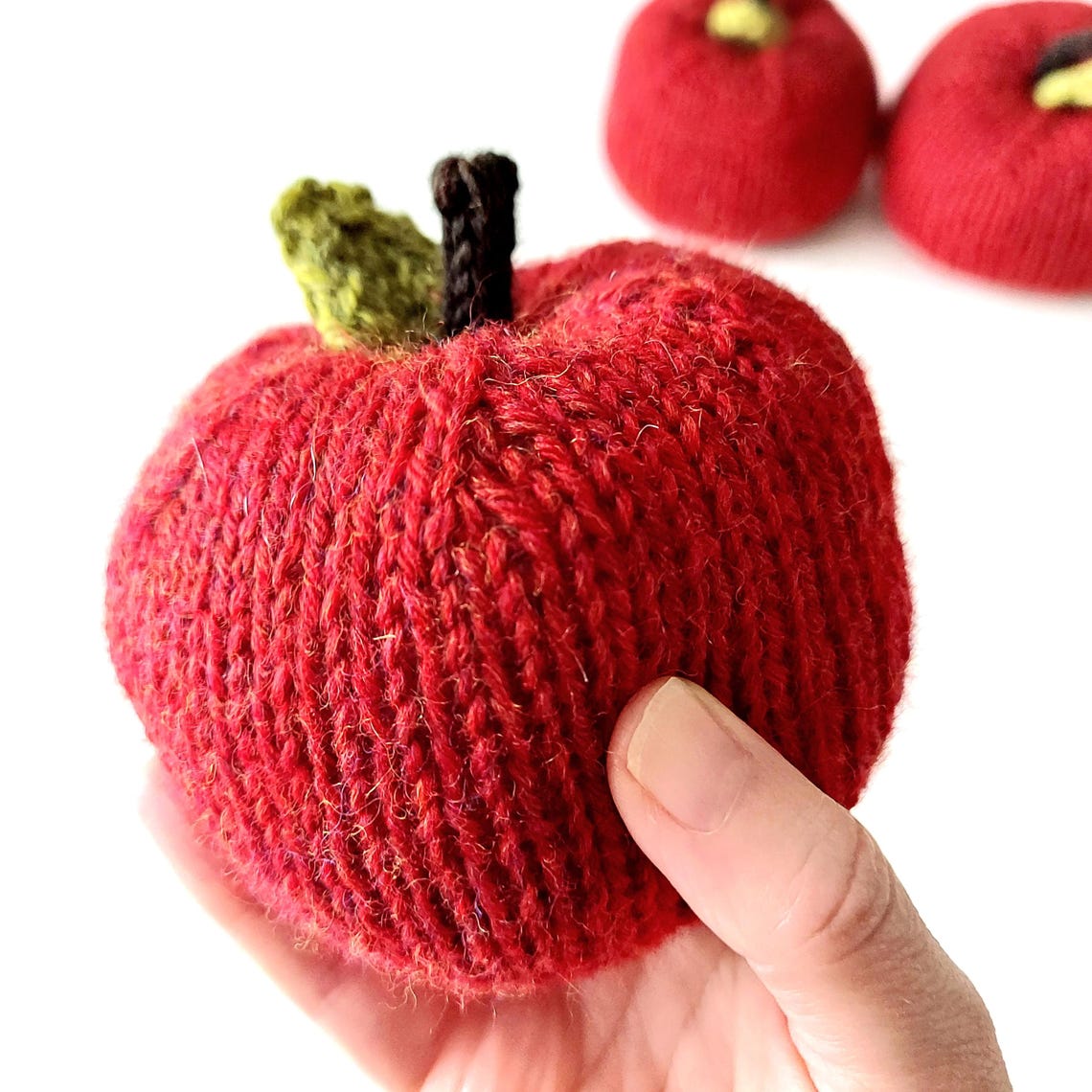Knitting Pattern - How to Knit Stuffed Apples, 4" Wool Apple Printable ...
