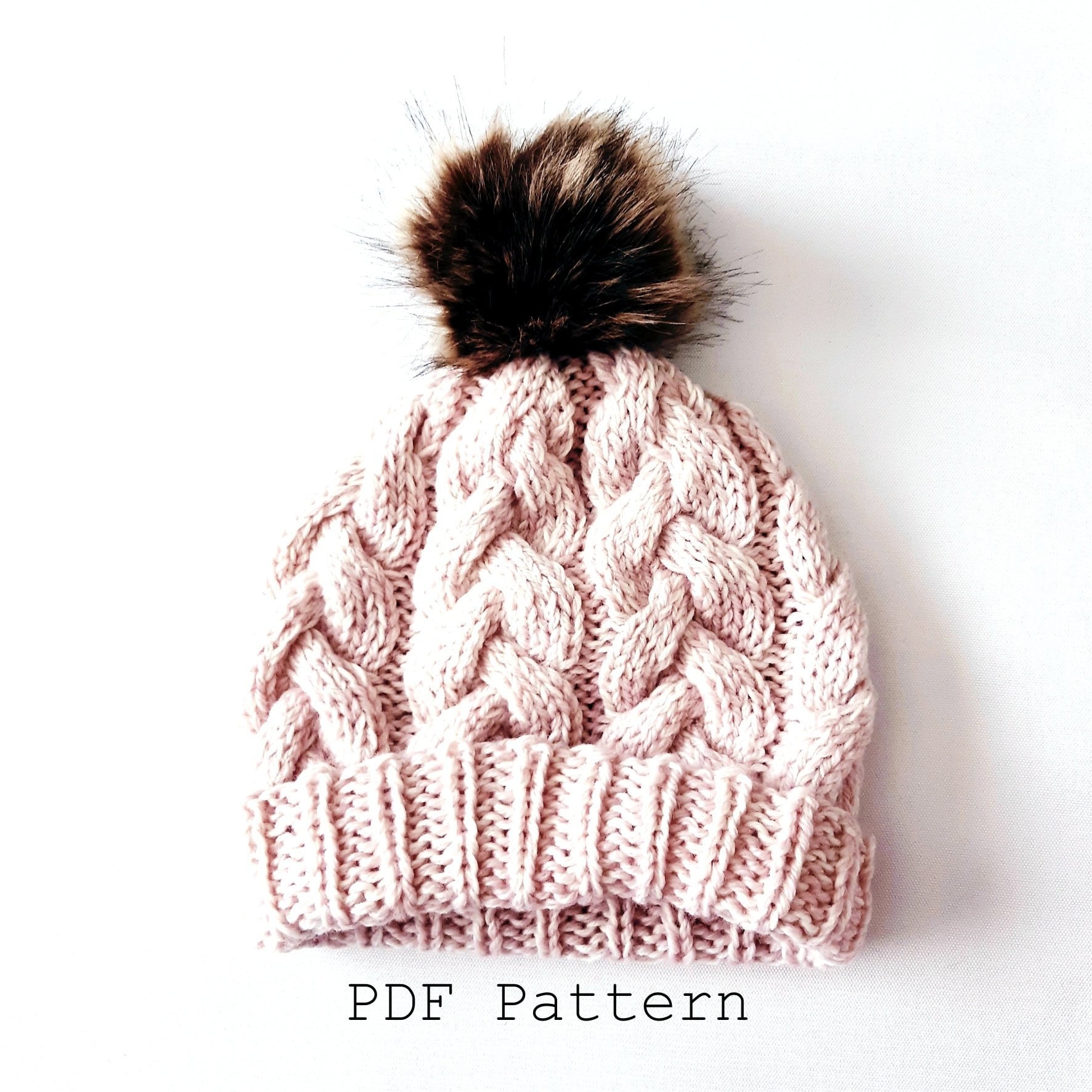 Knitting Pattern - Chunky Braided Cable Beanie, Instant Download PDF ...