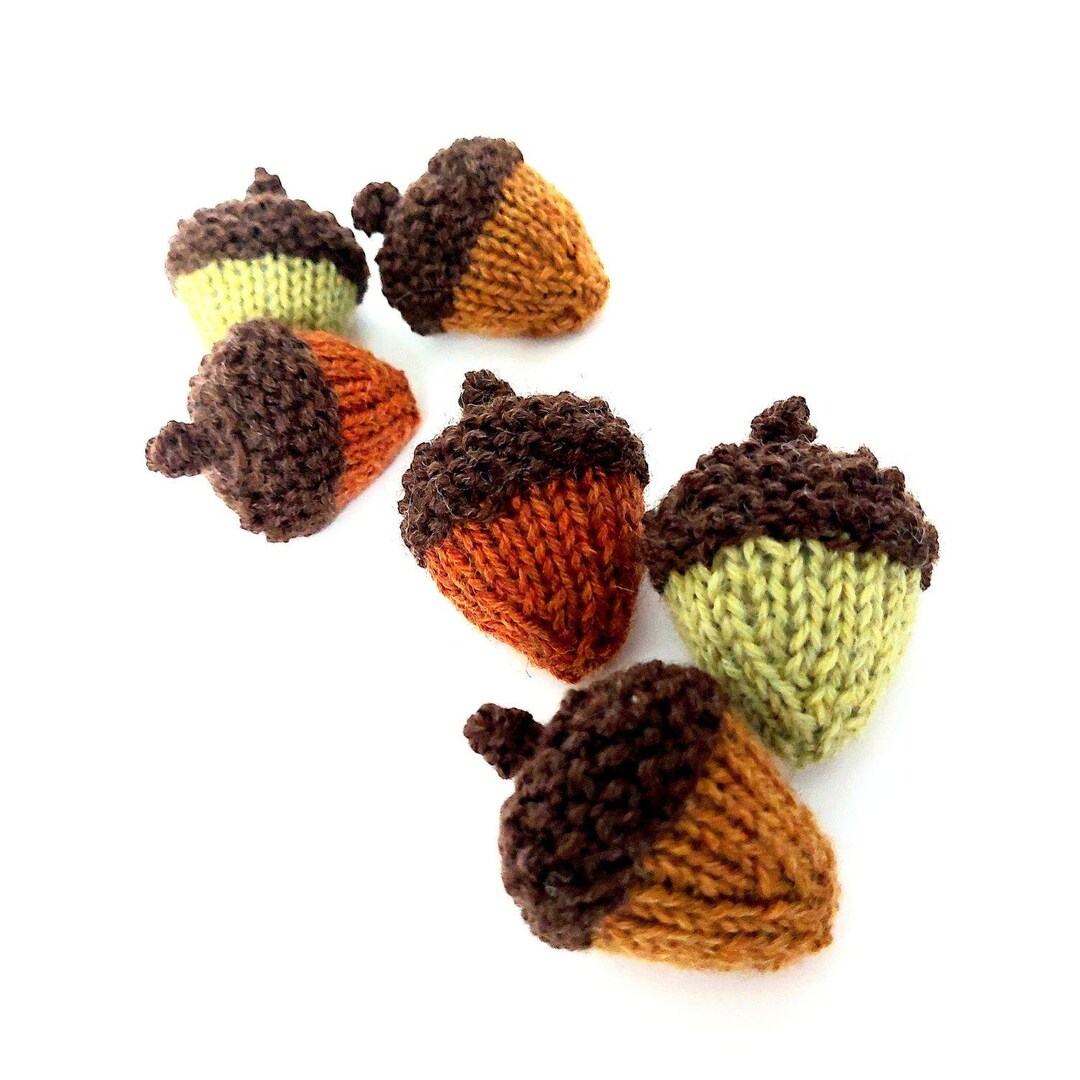 Knitting Pattern - How to Knit Stuffed Acorns, 2.5" Wool Acorns ...