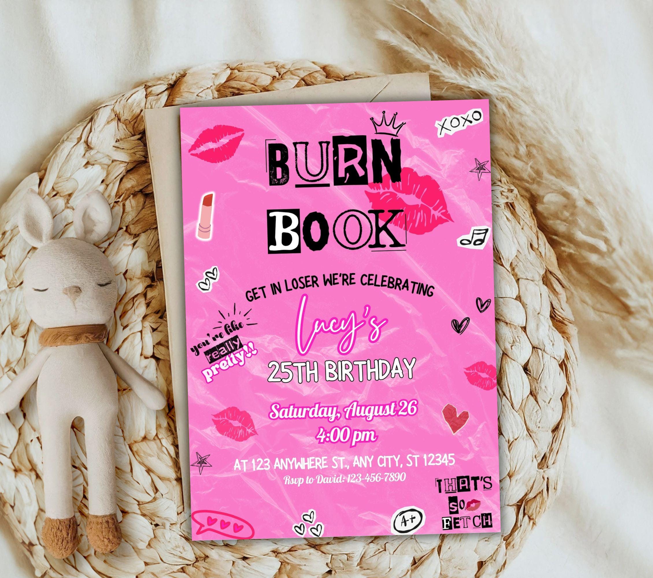 Editable Mean Girls Inspired Birthday Invitation Template, Mean Girl's ...