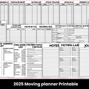 Moving Planner Printable, Moving Checklist, Moving Binder, Moving Gift, Moving List, Moving ...