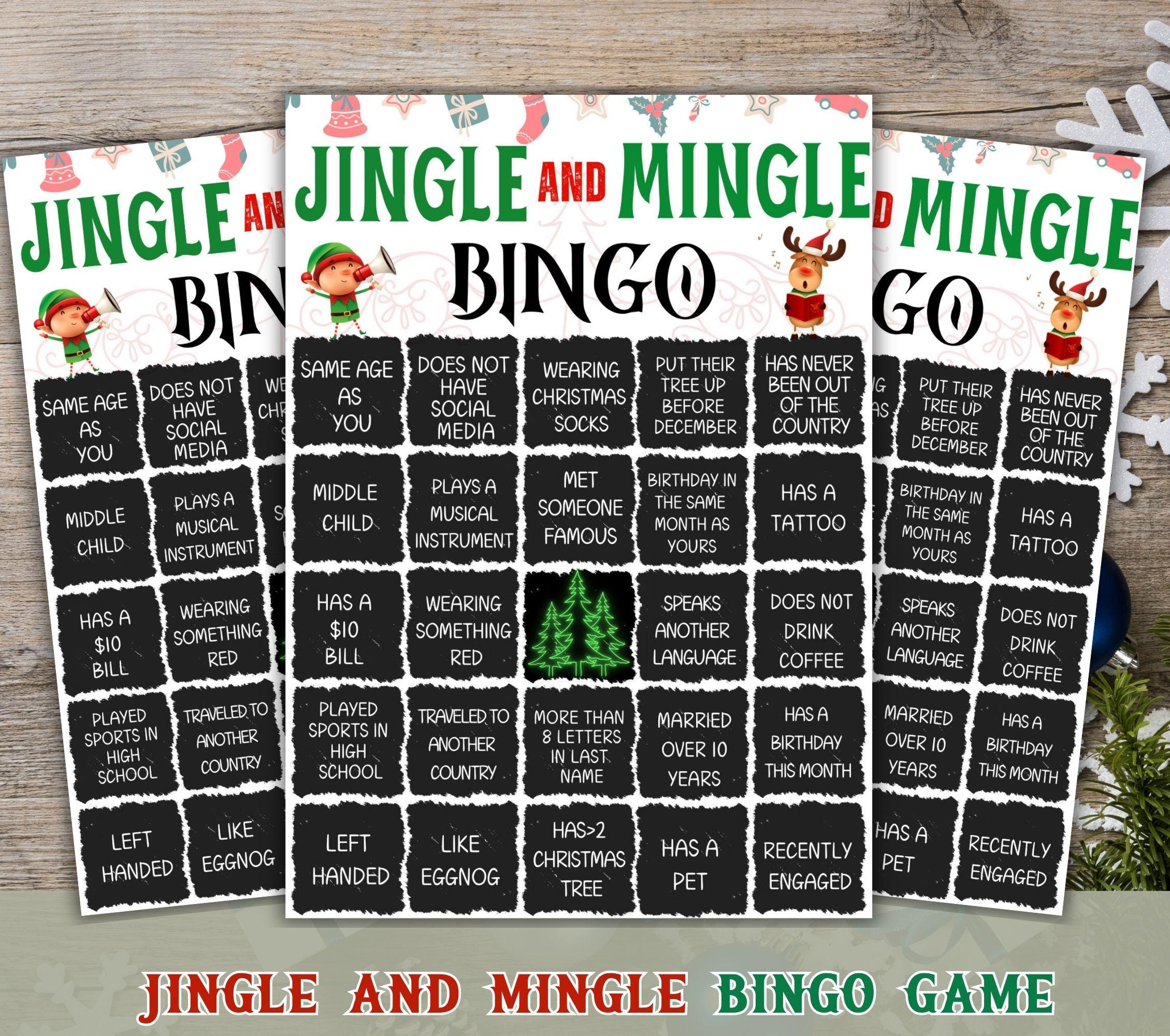 Find the Guest Bingo Game Printable, Christmas Party Icebreaker, Jingle ...