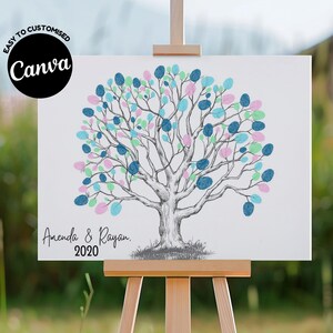 Editable Fingerprint Tree Wedding Decoration Template, Birthday Party ...