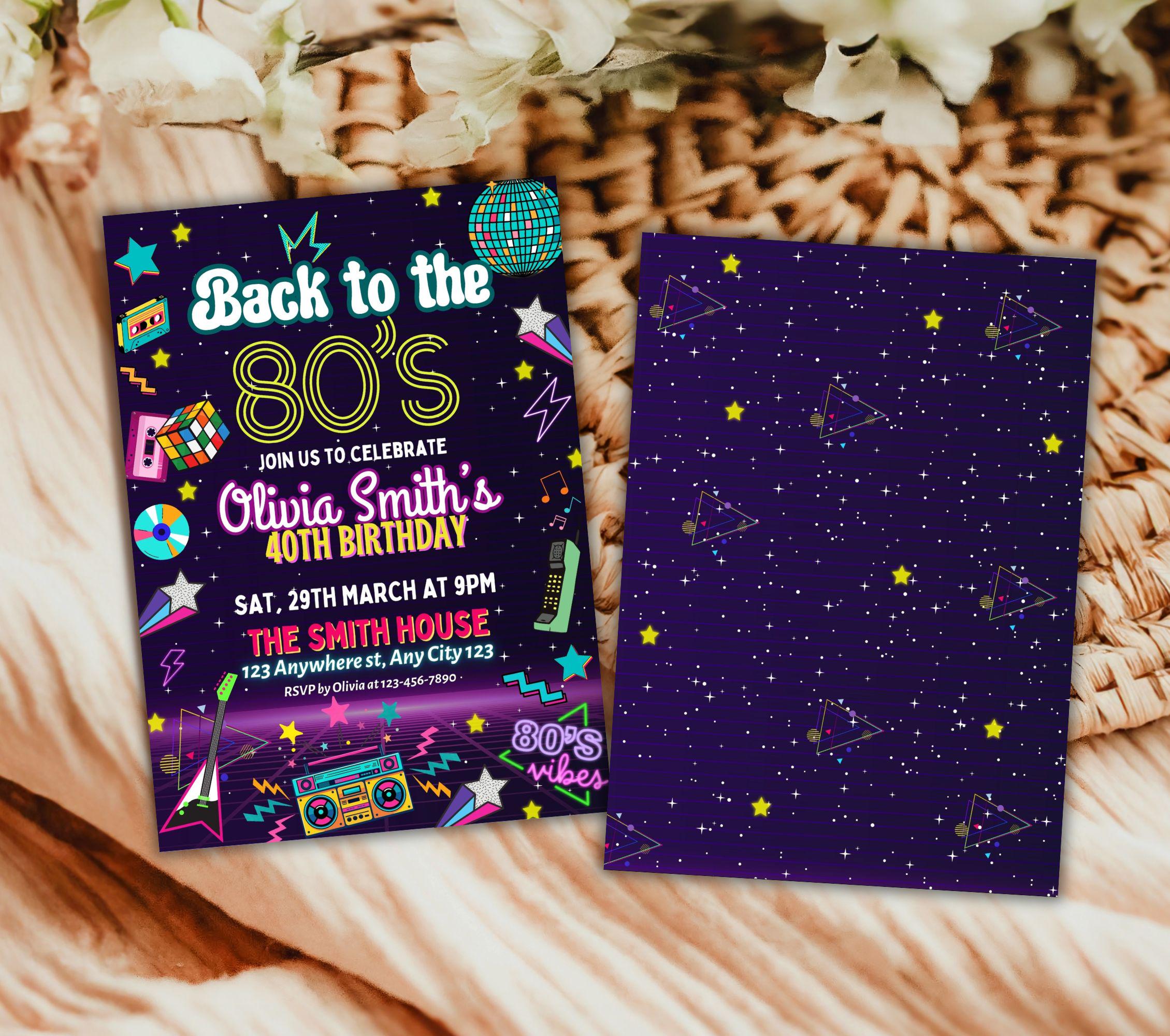 Editable 80s Party Invitation, Back to the 80s, Throwback Party, 80s ...