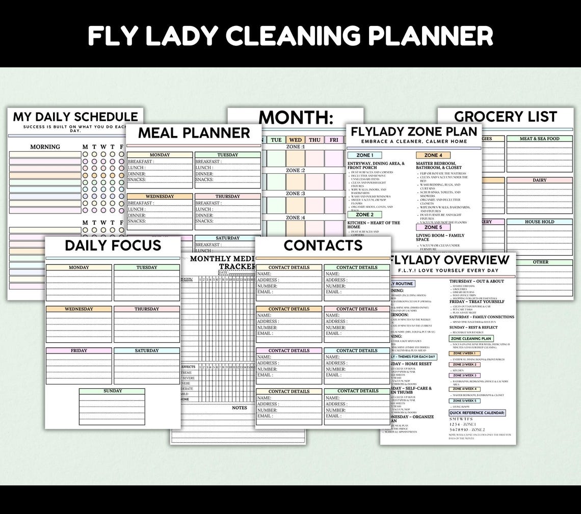 Flylady Cleaning Planner Editable, Control Journal Printable, Cleaning ...