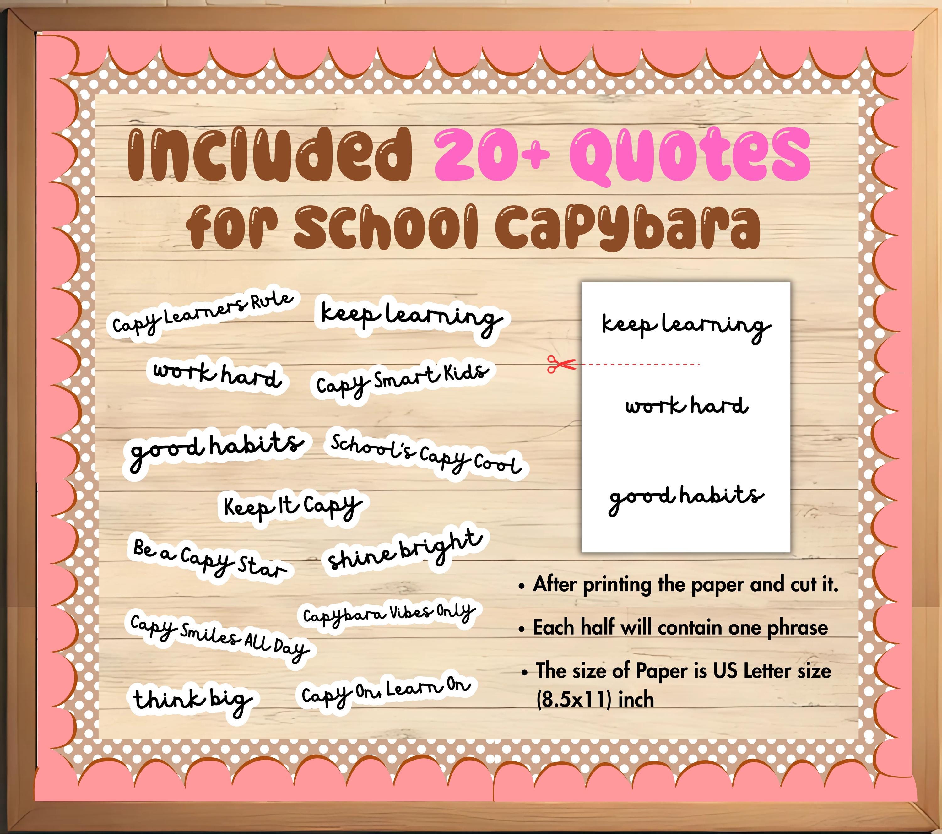 Cute Capybara Classroom Door Decor Kit Printable, Back to School ...