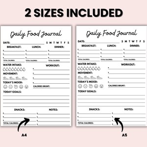 Daily Food Journal Printable, Daily Food Journal, Daily Food Planner ...