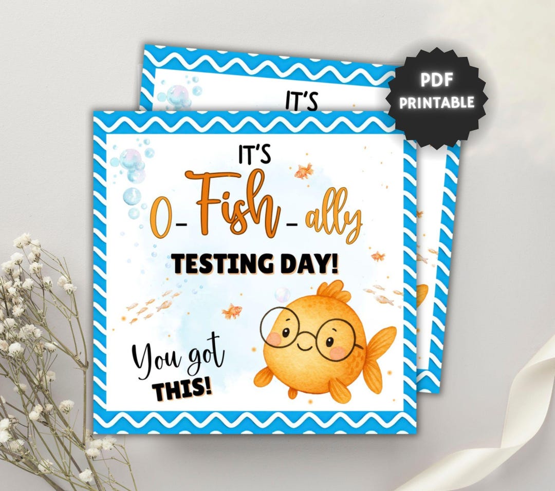 Fish Cracker Good Luck Testing Tag Printable Snack Tags Student Good ...
