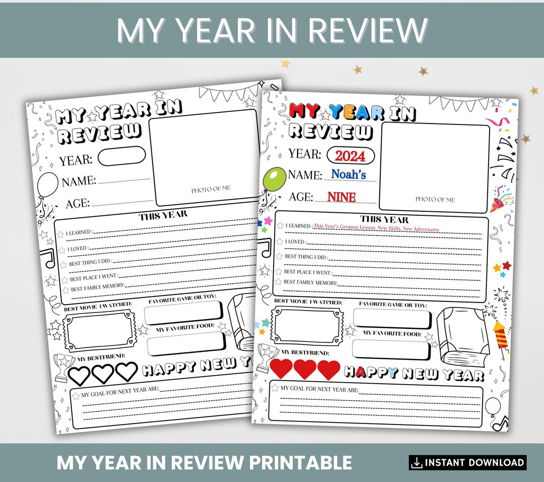 Year in Review for Kids, New Year's Eve Activity, End of Year ...