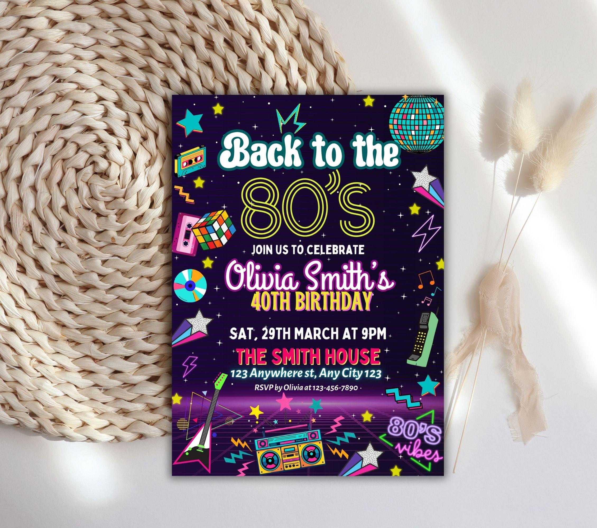 Editable 80s Party Invitation, Back to the 80s, Throwback Party, 80s ...
