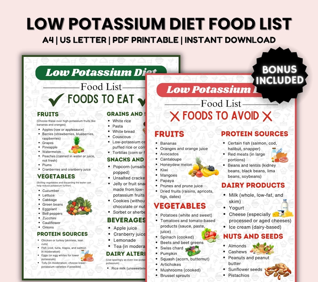 Low Potassium Diet Food List Printable, Stage 4 Kidney Disease Renal ...