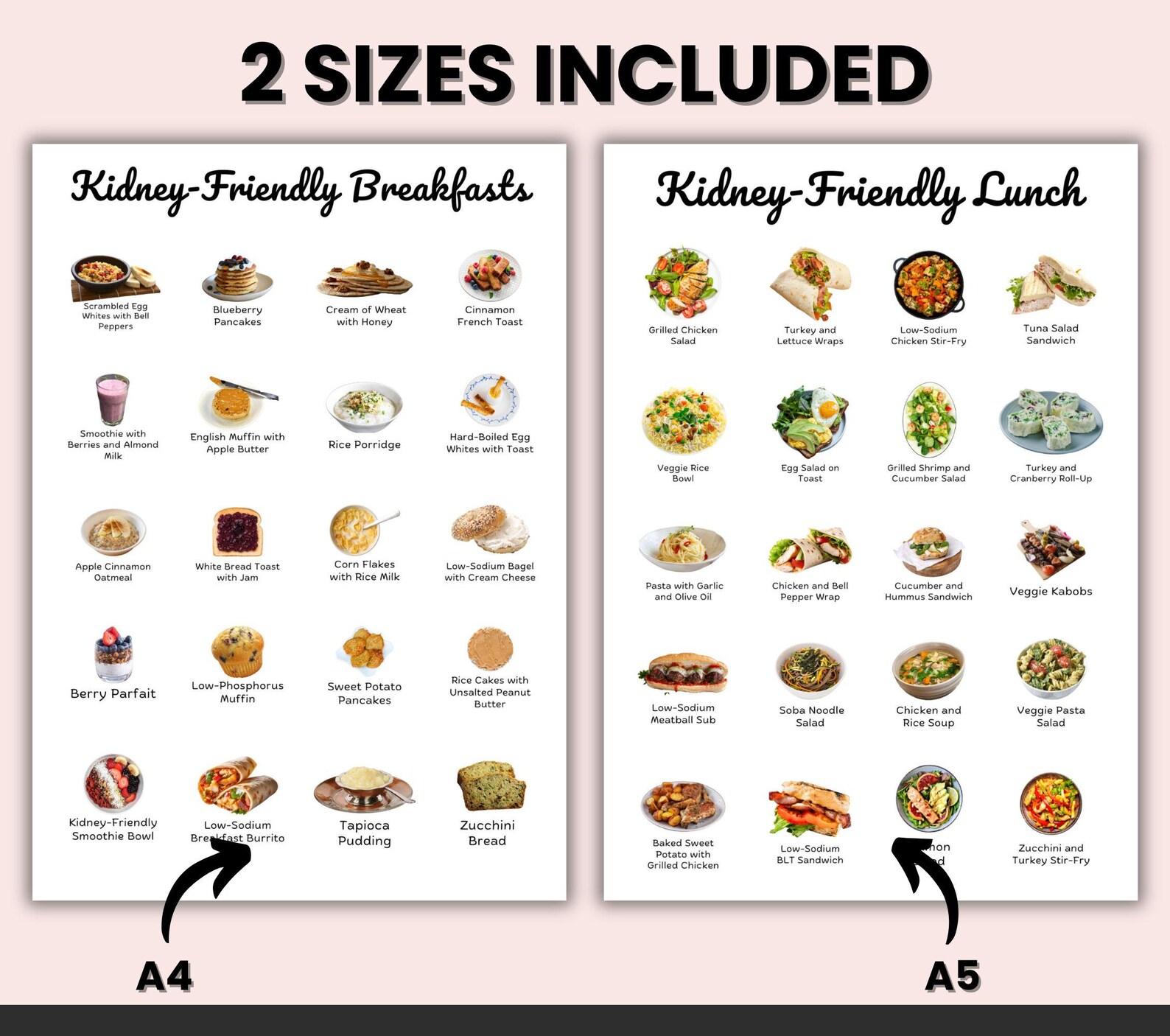 Kidney Friendly Meal Ideas Printable, Kidney Diet Meal Plan for Kidney ...
