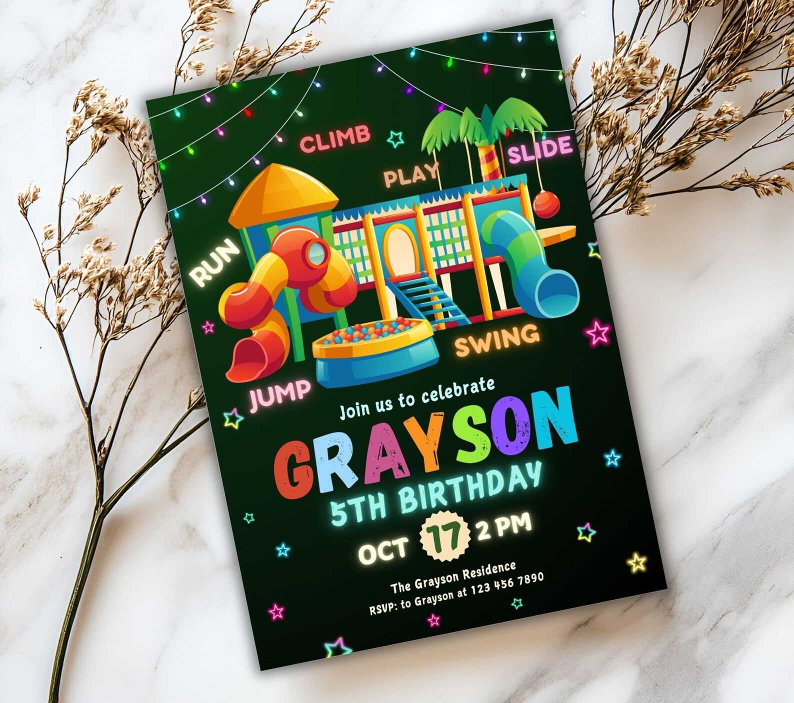 Playground Birthday Party Invitation Editable, Girl Let's Play Jungle ...