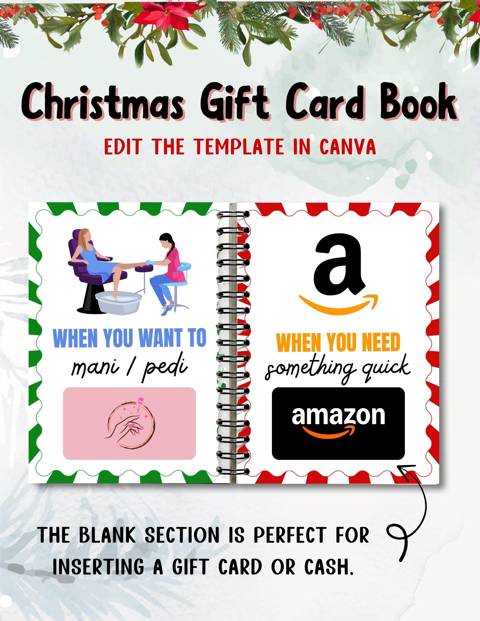 Editable Christmas Gift Card Book, Printable Christmas Gift Card Book ...