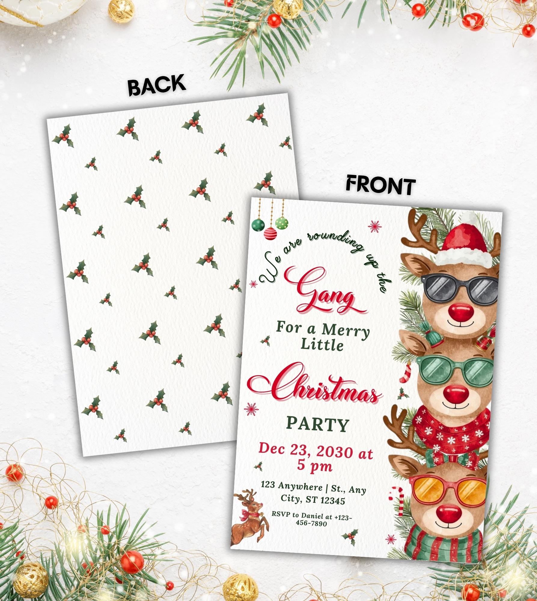 Editable Reindeer Christmas Party Invitation: Holiday Party Invitation ...