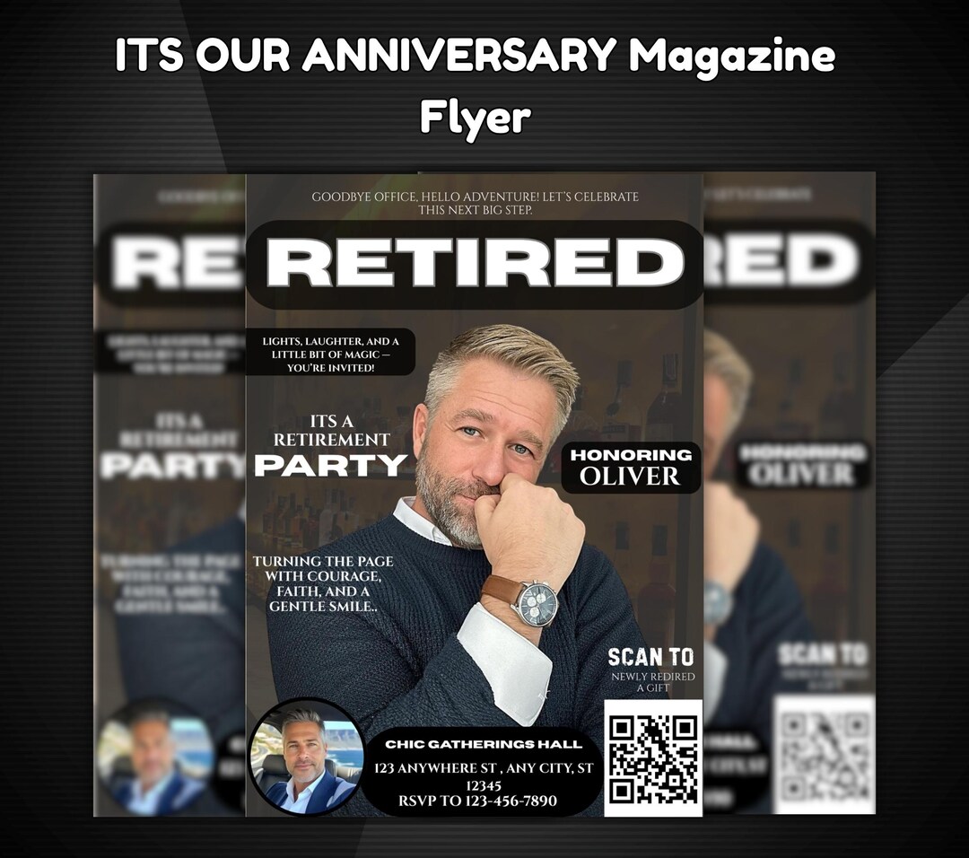 Digital Magazine Cover Flyer Invite, Retirement Party Invitation ...