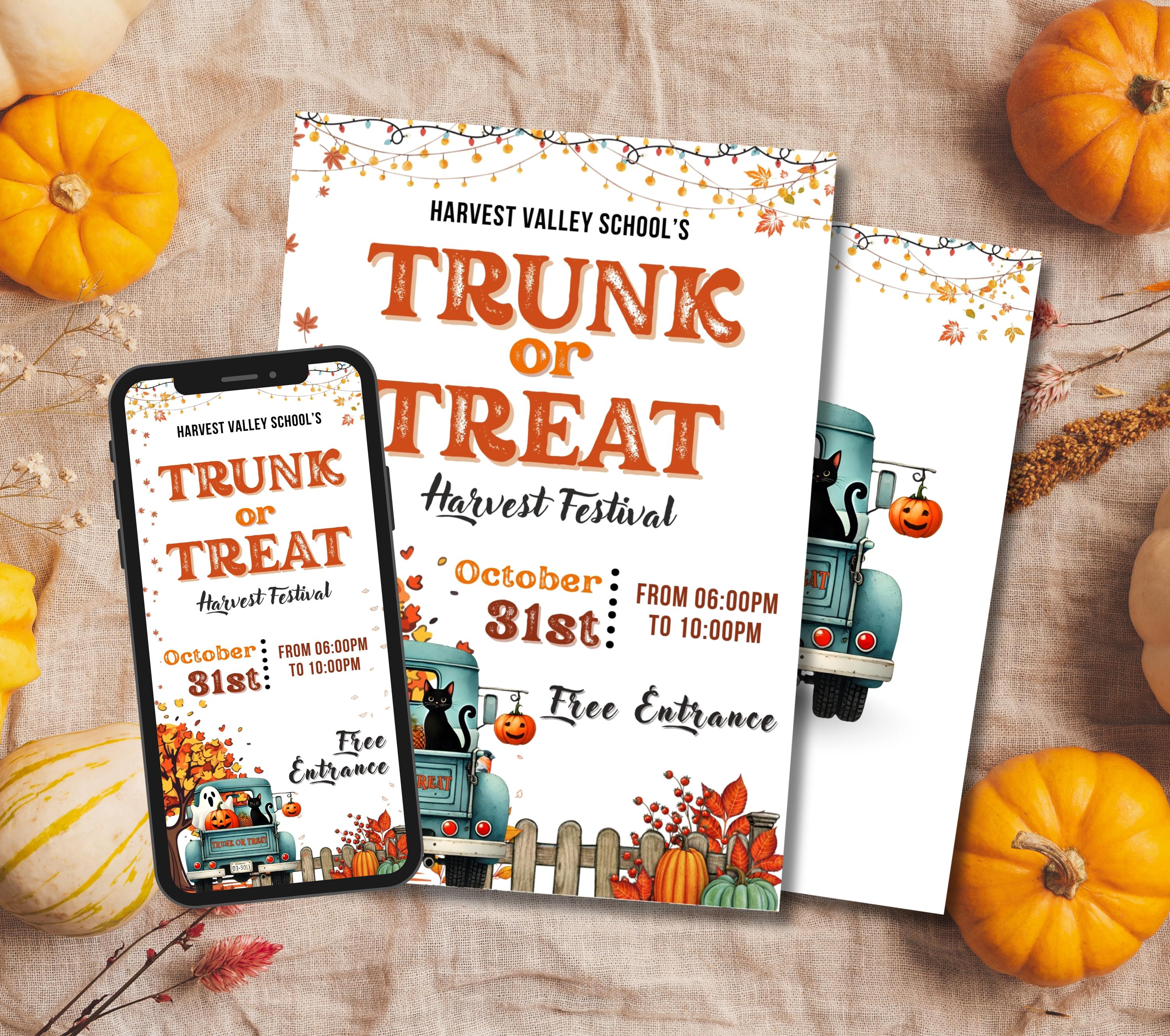 Trunk or Treat Invitation Template, Trunk or Treat Templates for School ...