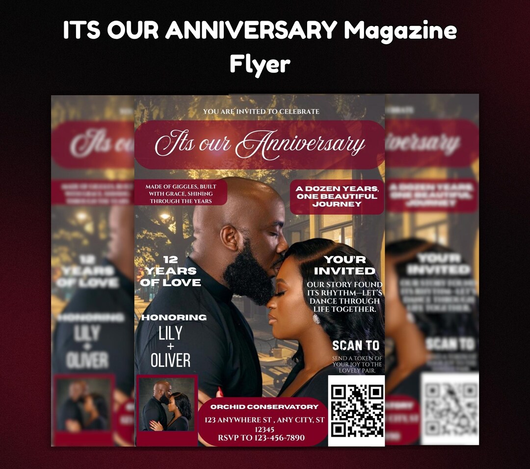 Anniversary Party Invitation Flyer Template, Digital Wedding ...
