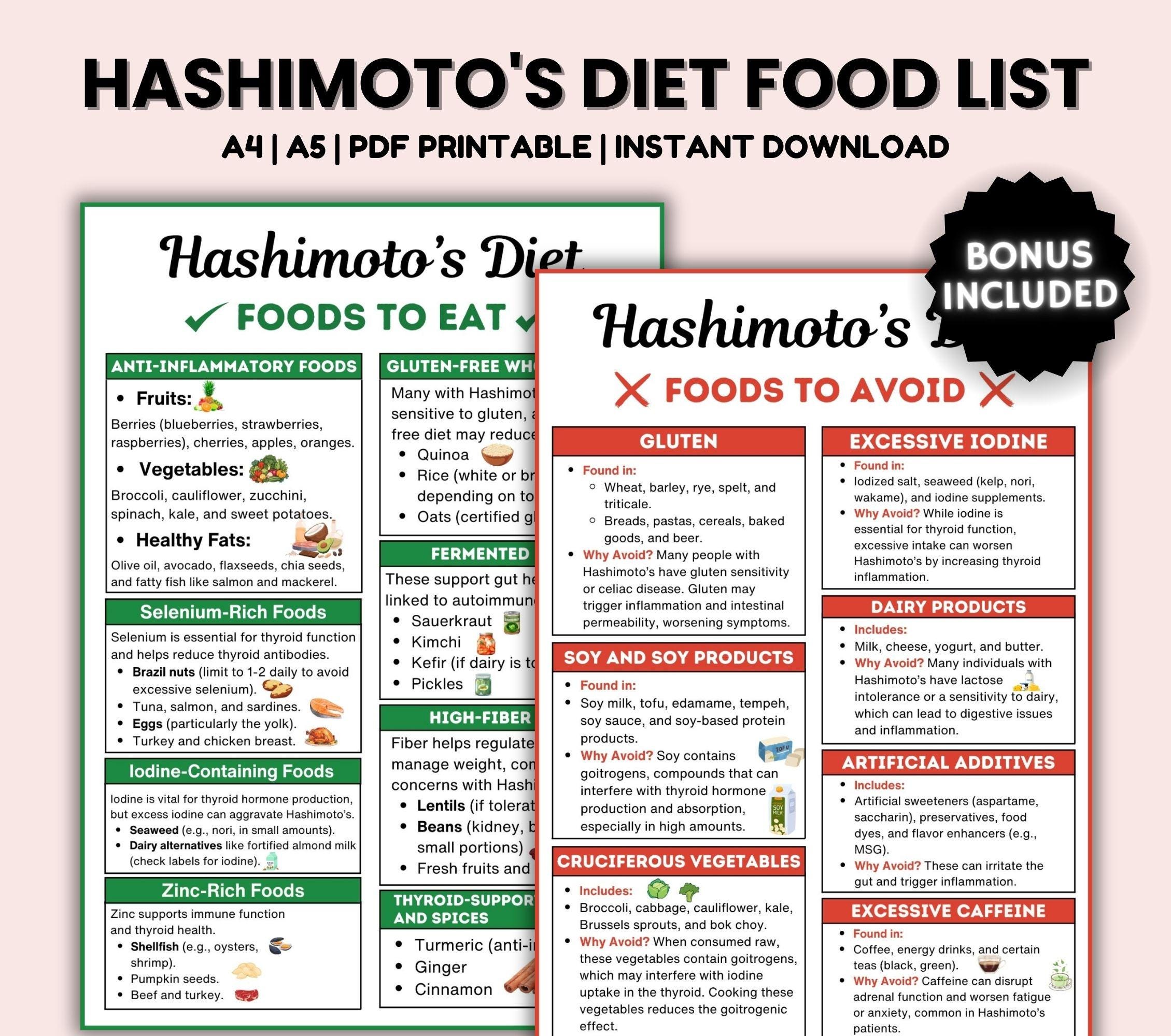 Hashimoto's Diet Food List, Thyroid Diet Meal Plan, Thyroiditis Health ...
