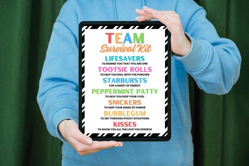 Editable Team Survival Kit Gift Tag Printable, Employee Welcome Gift ...