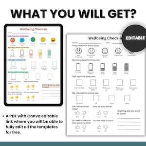Student Wellness Check-in Printable, Daily Student Check-in, Wellbeing ...