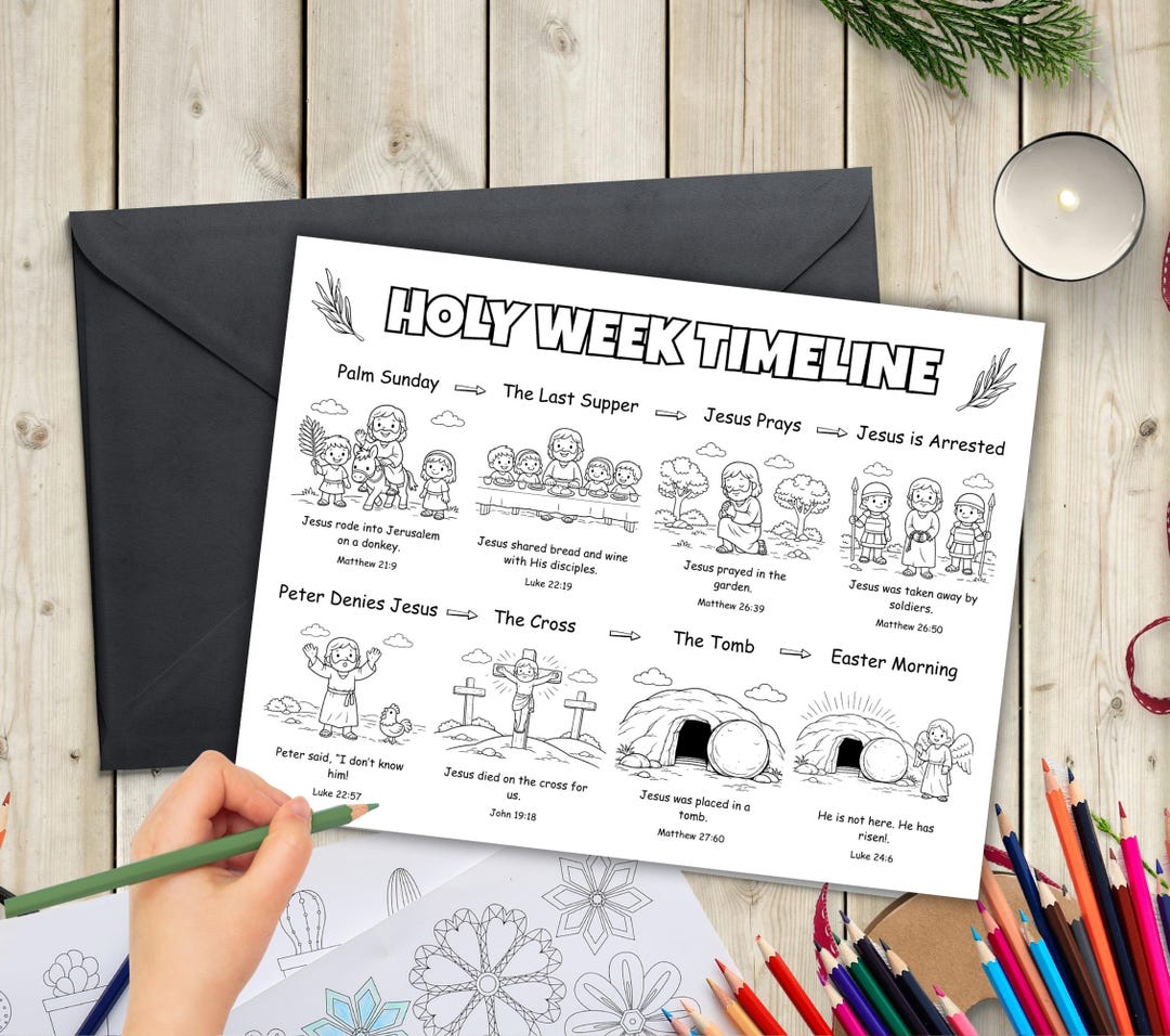 Holy Week Printable, Holy Week Kids Coloring Craft, Easter Bible Story ...