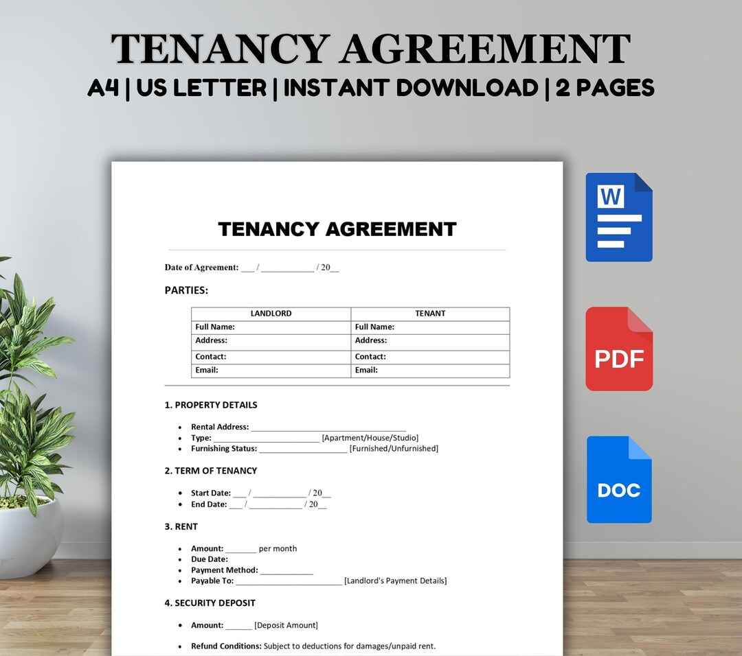 Editable Tenancy Agreement Template, Tenancy Agreement, Rental ...