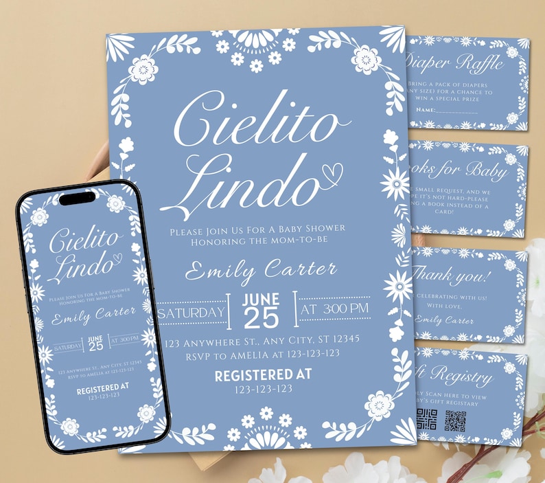 Editable Cielito Lindo Baby Shower Invite, Cielito Lindo Invitation Set ...