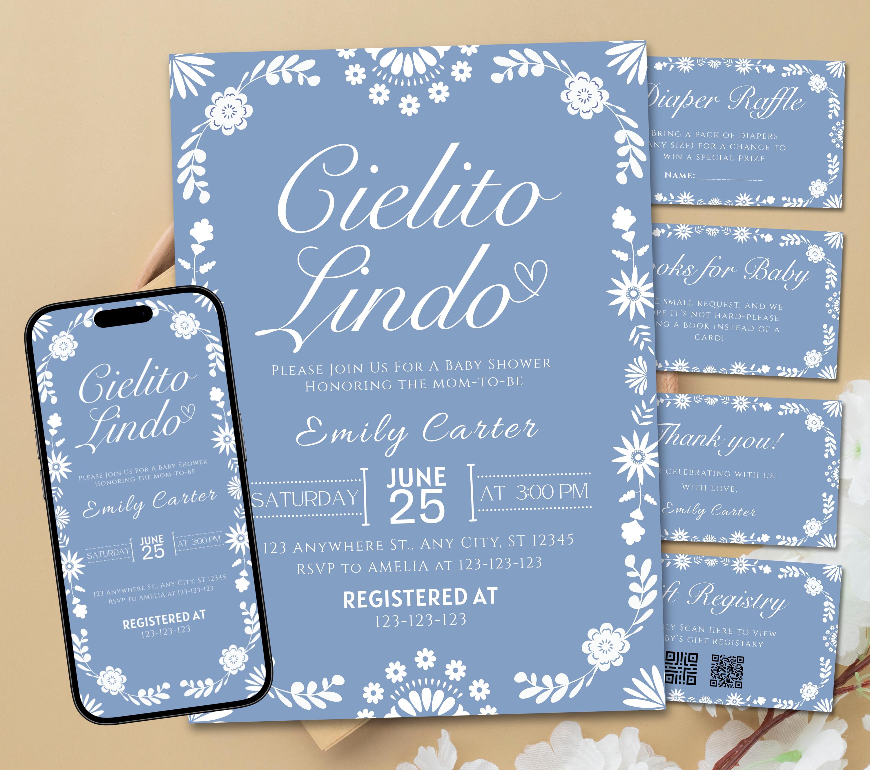 Editable Cielito Lindo Baby Shower Invite, Cielito Lindo Invitation Set ...