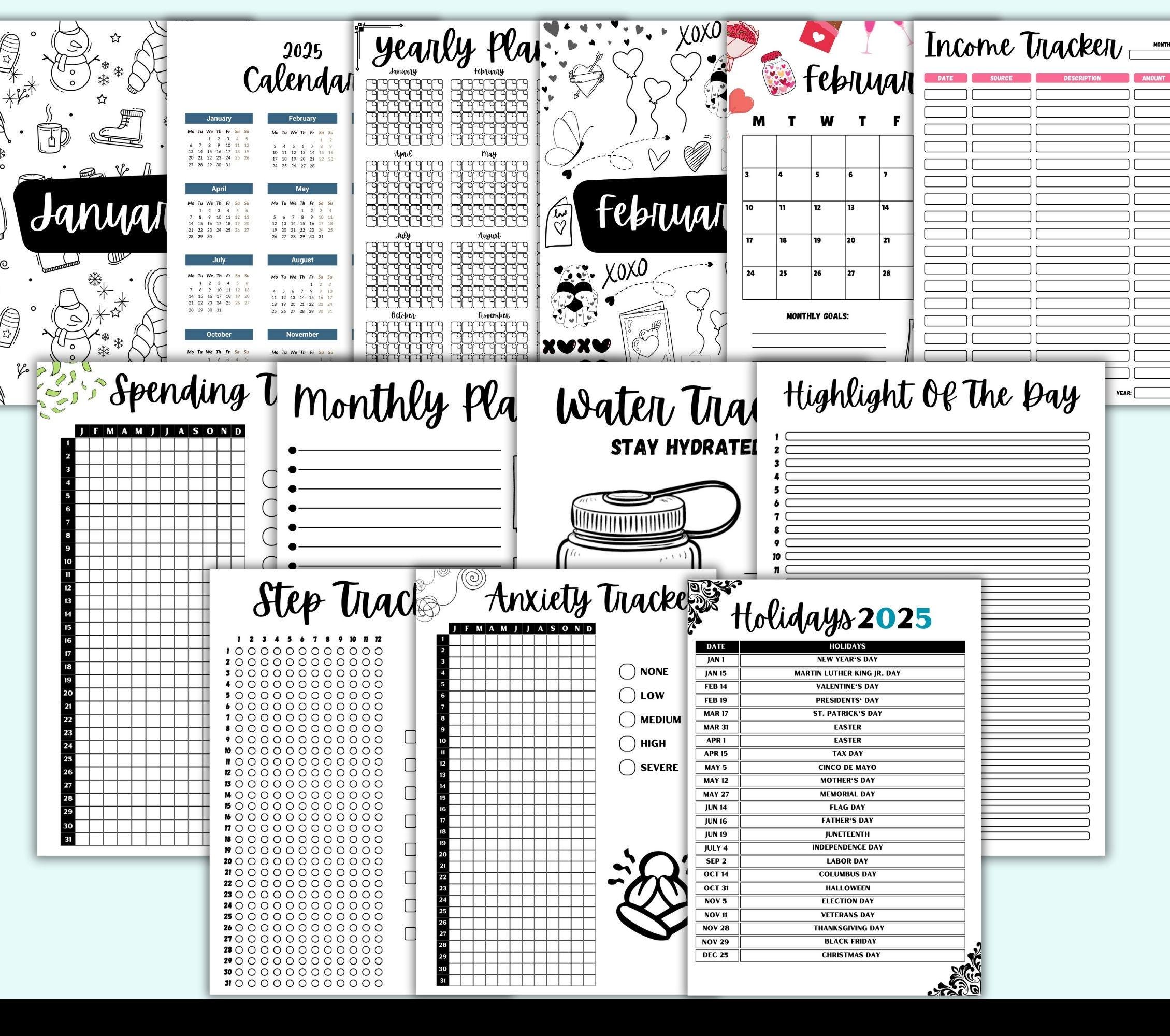 Paquete imprimible de Bullet Journal 2025, imprimibles de Bullet ...